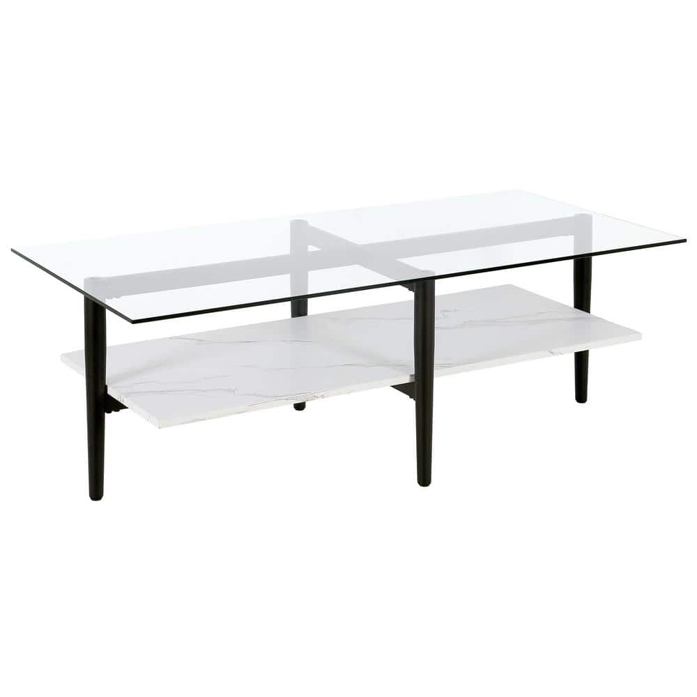 Meyer&Cross Otto 47 in. Blackened Bronze Rectangle Glass Top Coffee ...