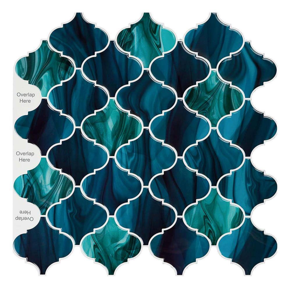 Vsmile Blue Peel and Stick Backsplash Tile 12 in. x 12 in. Vinyl Wall ...