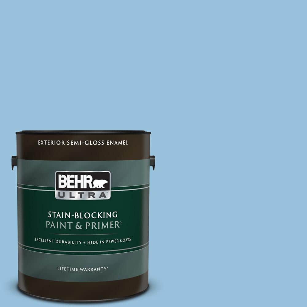 BEHR ULTRA 1 gal. #M520-3 Charismatic Sky Semi-Gloss Enamel Exterior ...