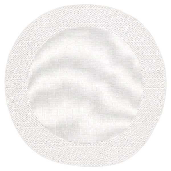 SAFAVIEH Camden 5 ft. x 5 ft. Ivory Geometric High-Low Round Area Rug ...