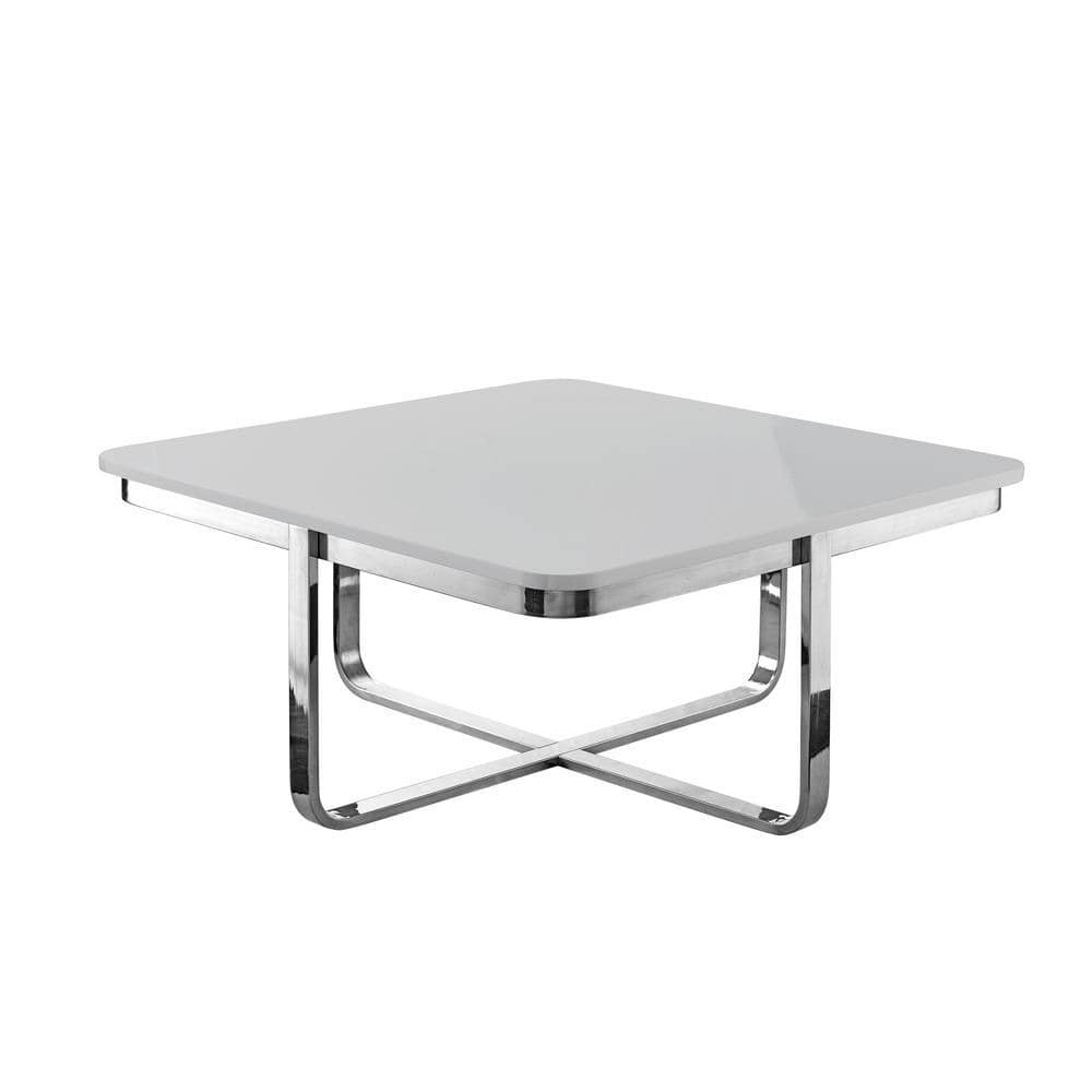 Inspired Home Lanna 40 in. Light Gray/Chrome Medium Square Wood Coffee ...