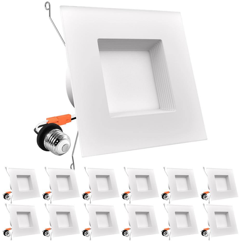 LUXRITE 5/6 in. Square LED Can Light 5 Color Selectable Remodel ...