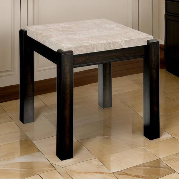 Benjara 24 in. Off White Square Marble Top End Table BM138026 - The ...