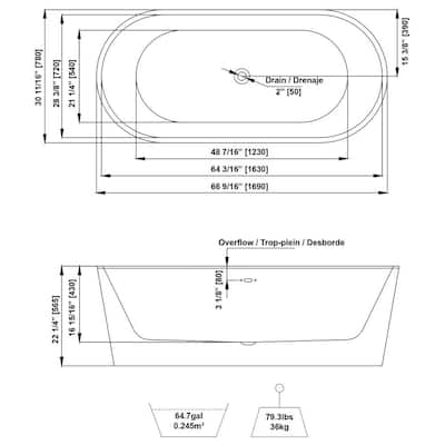 66 Inch - Freestanding Tubs - Bathtubs - The Home Depot