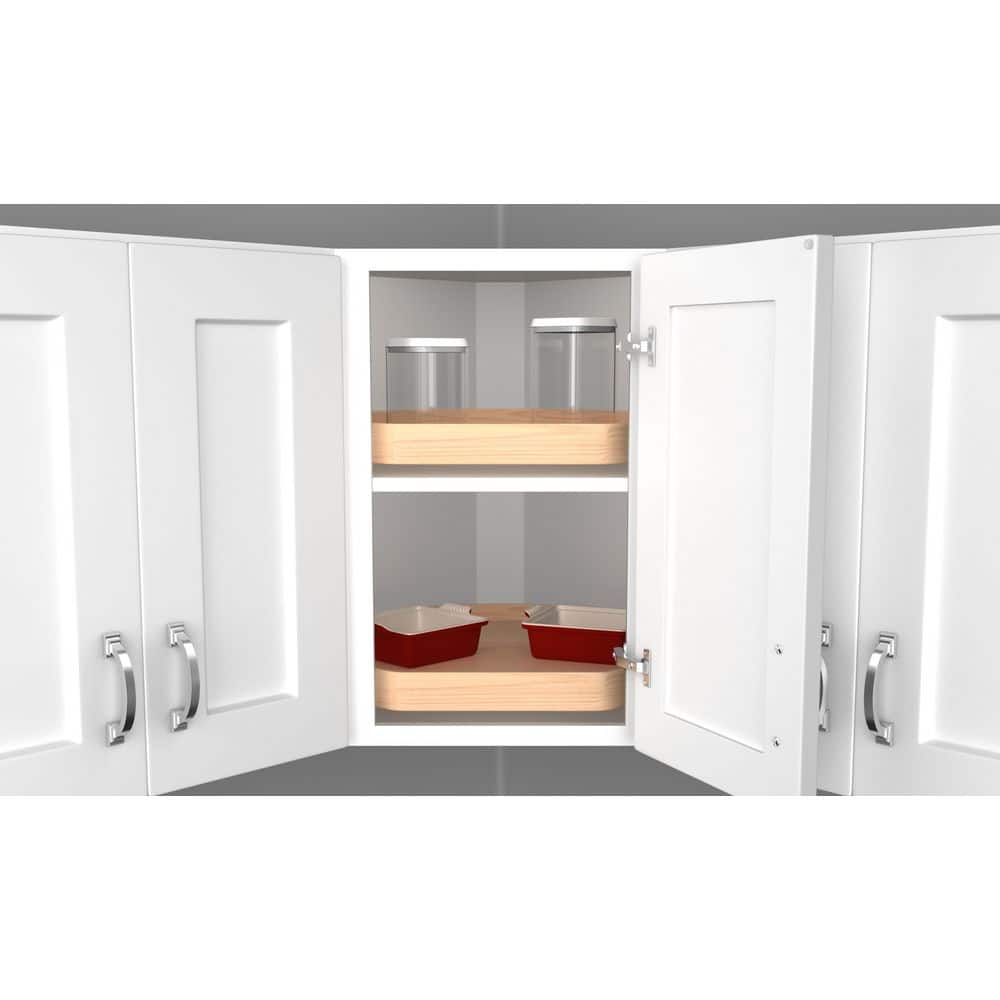 Rev-A-Shelf Natural Wood D-Shaped Lazy Susan for Corner Wall Cabinets w ...