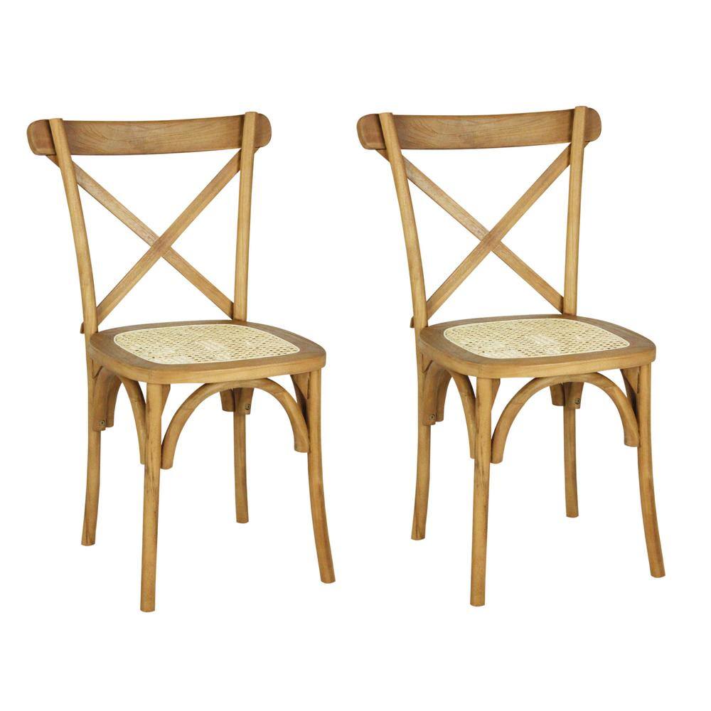 JONATHAN Y Cassis Classic Traditional X-Back Wood Rattan Dining Chair ...