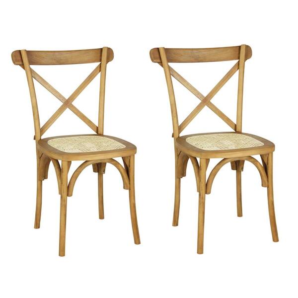 JONATHAN Y Cassis Classic Traditional X-Back Wood Rattan Dining Chair ...