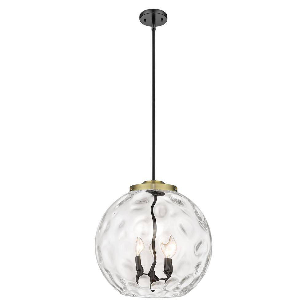 Innovations Athens Water Glass 60-Watt 3-Light Black Antique Brass Shaded Mini Pendant Light ...