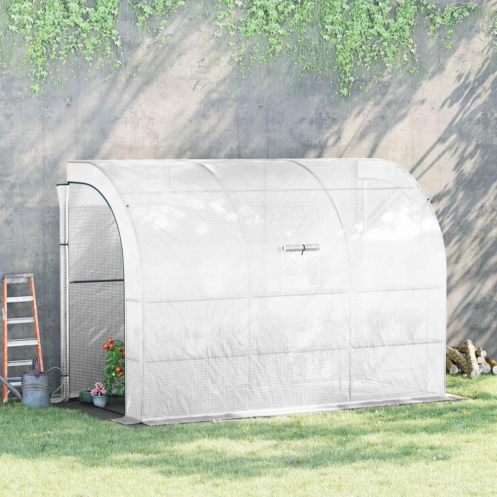 ToolCat 10 ft. x 5 ft. x 7 ft. Lean to DIY Greenhouse, Walk in. Green ...