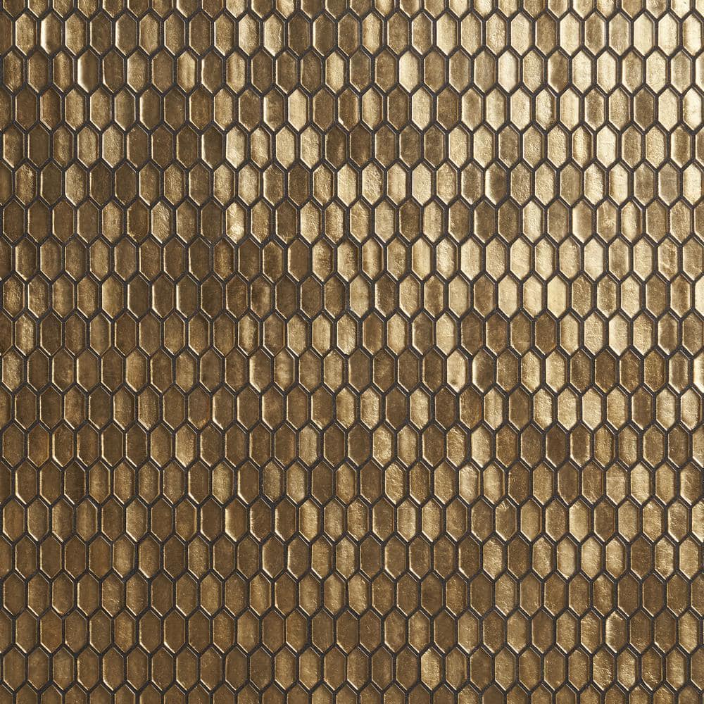 Ivy Hill Tile Glimmer Gold 11.61 in. x 11.73 in. Polished Glass Wall ...