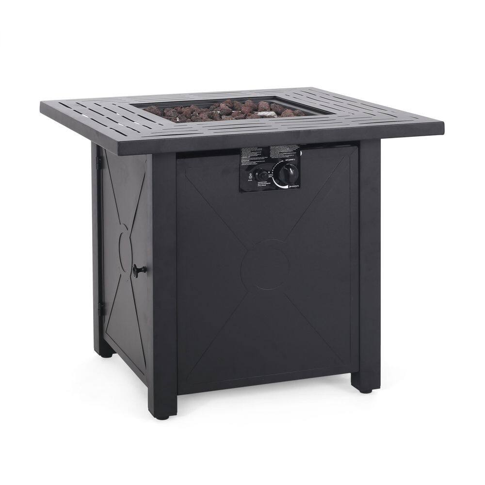 Noble House Haraldson Black Square Metal Outdoor Patio Fire Pit 109121 ...