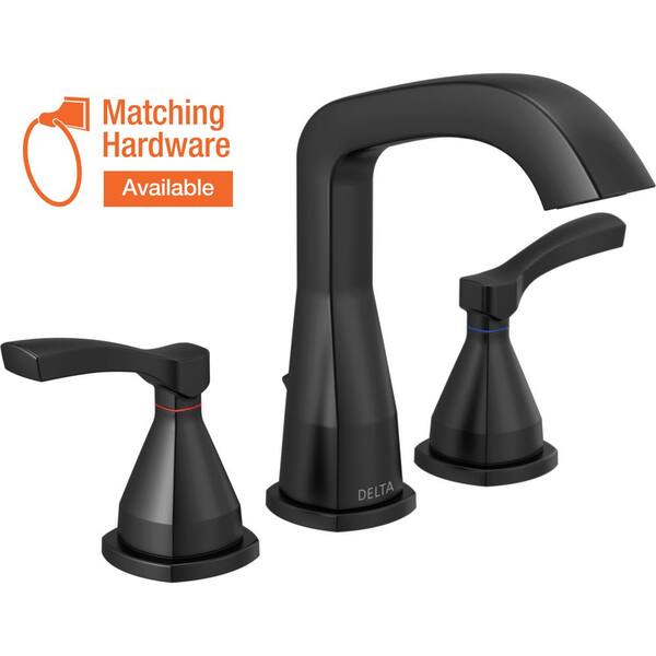 Delta Stryke 8 in. Widespread 2-Handle Bathroom Faucet in Matte Black 35776-BLMPU-DST - The Home ...