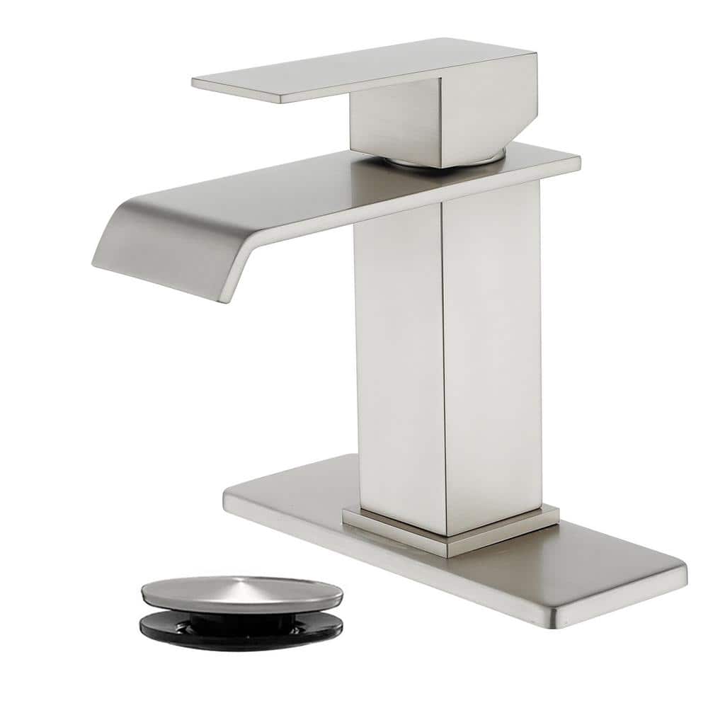 AIMADI Single Handle Single Hole Waterfall Bathroom Faucet with Pop-Up ...