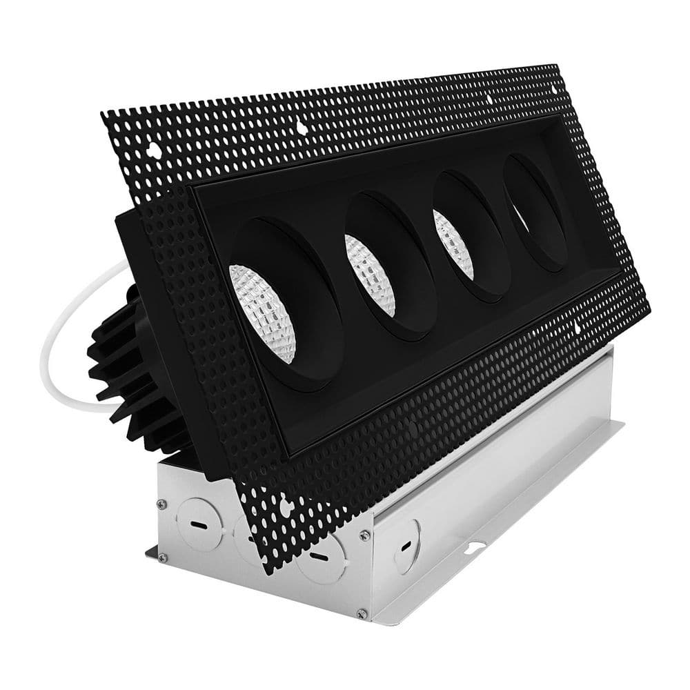 LUXRITE 4-Head Integrated LED Black Rectangle Regressed Trimless Gimbal ...