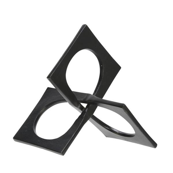 Liv & Skye Black 9 in. x 6 in. Metal Abstract Linked Square Sculpture ...