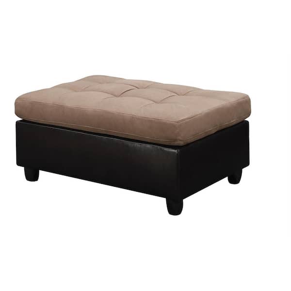 Coaster Tan and Brown Mallory Ottoman 505676 - The Home Depot