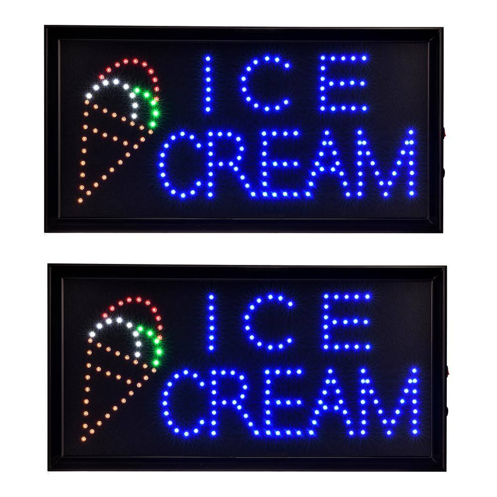 Alpine Industries 19 in. x 10 in. LED Rectangular Ice Cream Sign with 2 ...