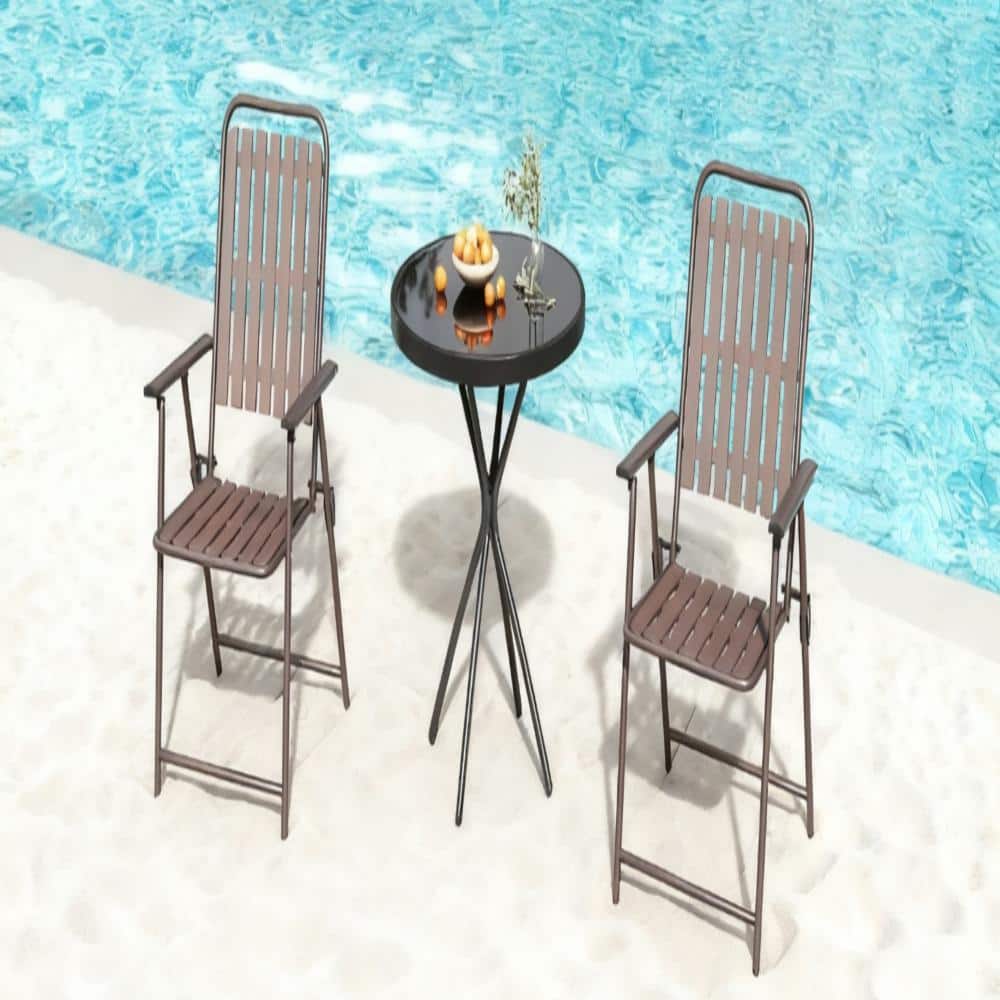 ToolCat 3-Piece Folding Outdoor Patio Bistro Set with WPC Chairs ...
