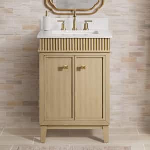 Home Decorators Collection Arcott 25 in. Single Sink Fluted Natural ...