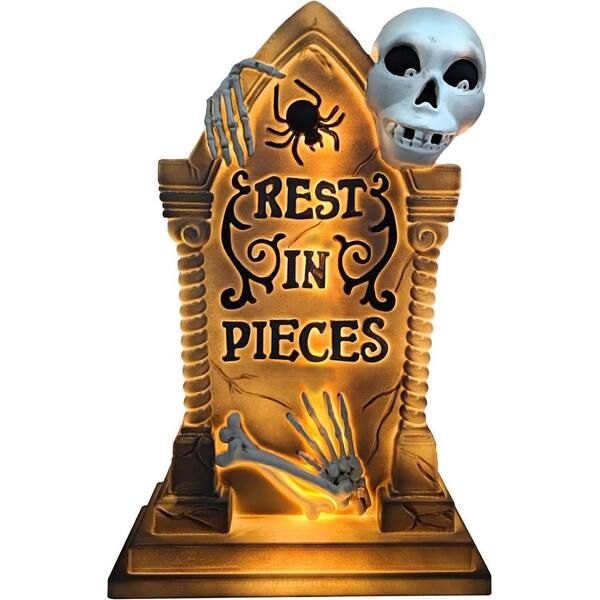 Haunted Hill Farm 25 in. LED Tombstone with Skeleton Blow Mold ...