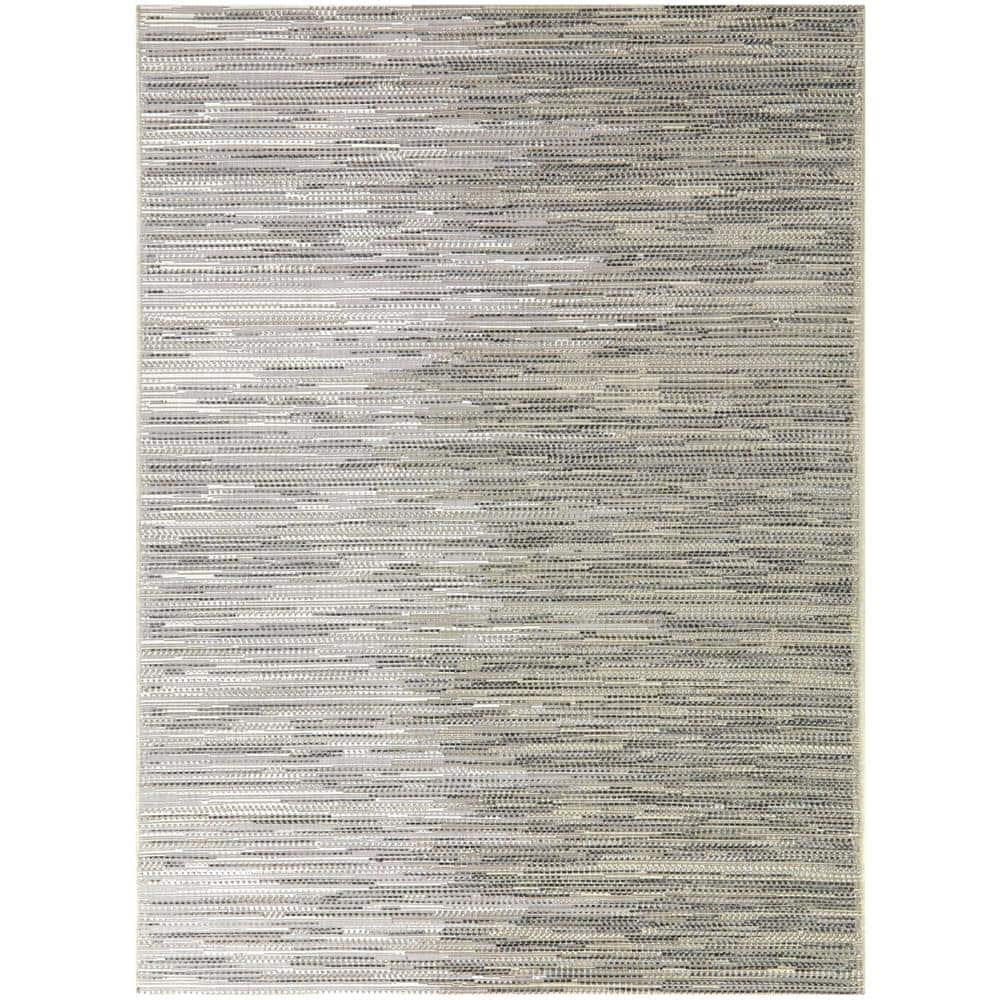 Hampton Bay Windermere Beige 9 ft. x 12 ft. Abstract Indoor/Outdoor ...