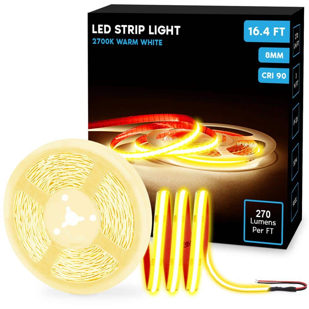 LUXRITE 16.4 ft. 50-Watt Equivalent Integrated LED White Strip Light ...