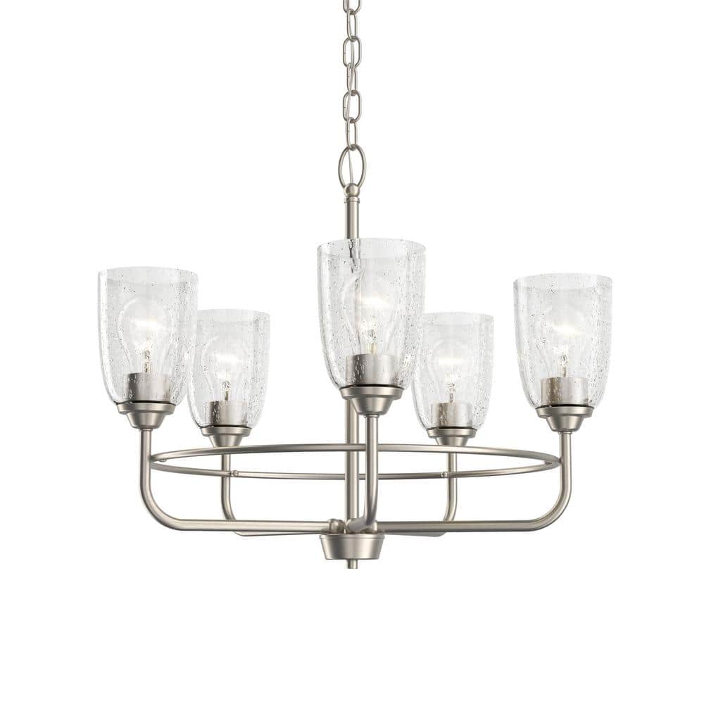 KICHLER Carlo 23 in. 5-Light Brushed Nickel Transitional Shaded Circle ...