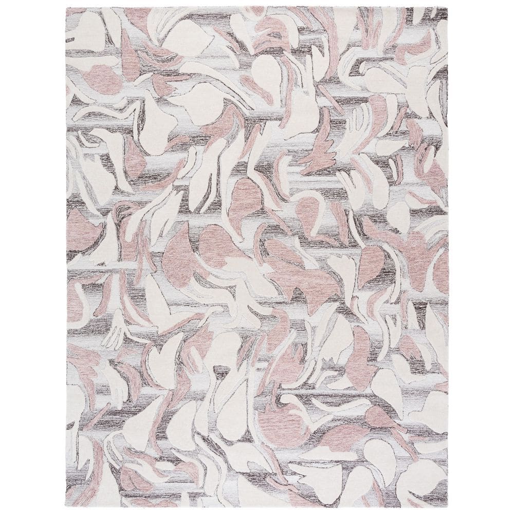 SAFAVIEH Jardin 8 ft. x 10 ft. Pink/Ivory High-Low Abstract Floral Area ...