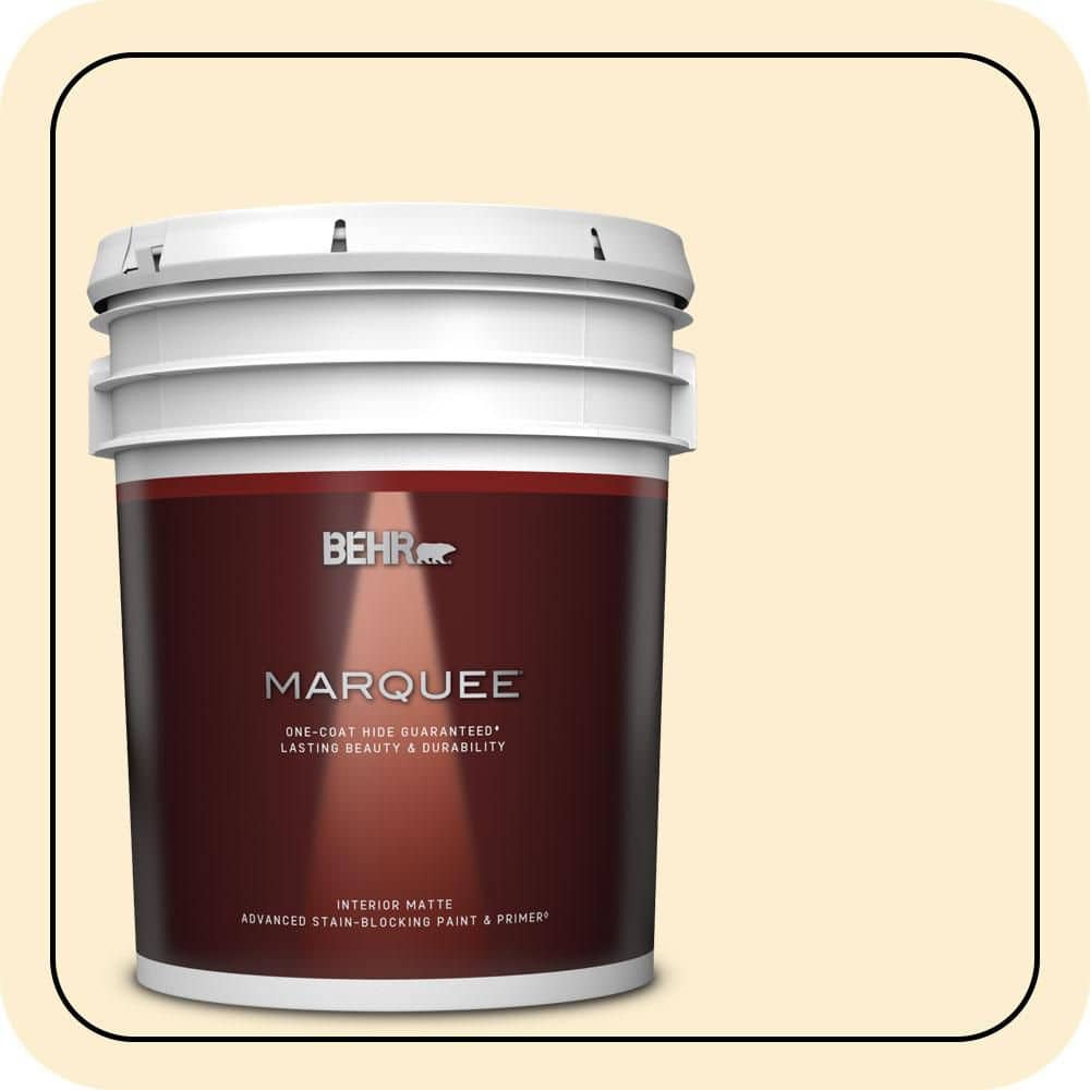 BEHR MARQUEE 5 gal. #370C-2 Custard Cream Matte Interior Paint & Primer ...