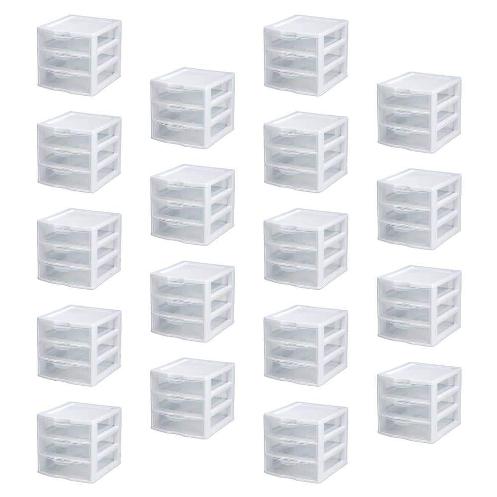 Sterilite Small Compact Countertop 3 Drawer Desktop Storage Unit (18 ...