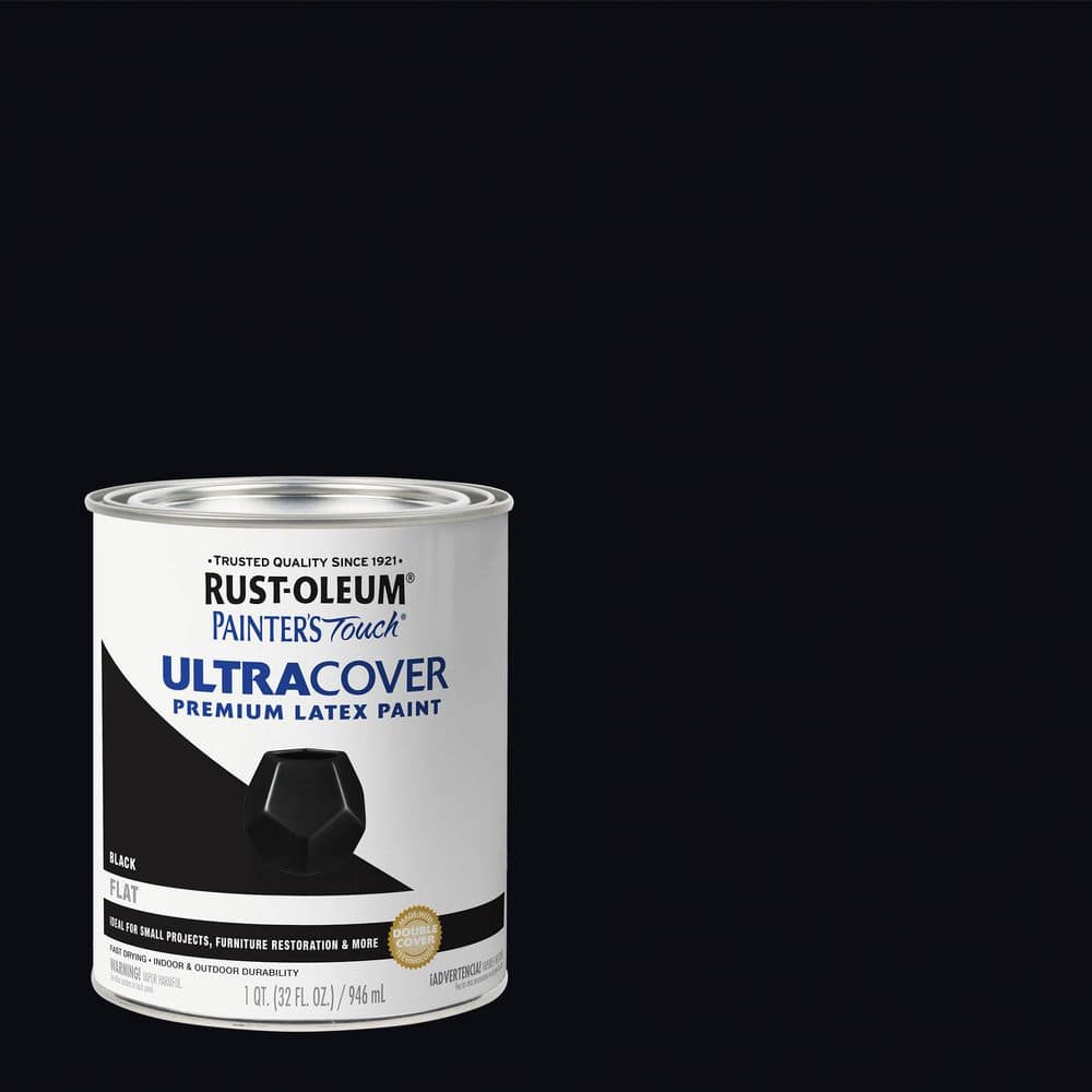 Rust-Oleum Painter's Touch 32 oz. Ultra Cover Flat Acrylic Latex Black ...