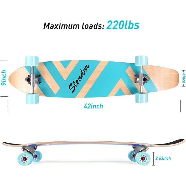 SEEUTEK Cosmo 42 in.Geometric Light Blue Longboard Skateboard Drop ...
