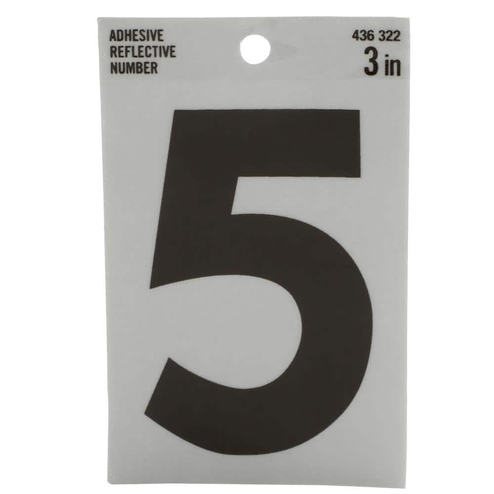 Everbilt 3 in. Vinyl Reflective Number 5 Mailbox Sticker 34056 - The ...