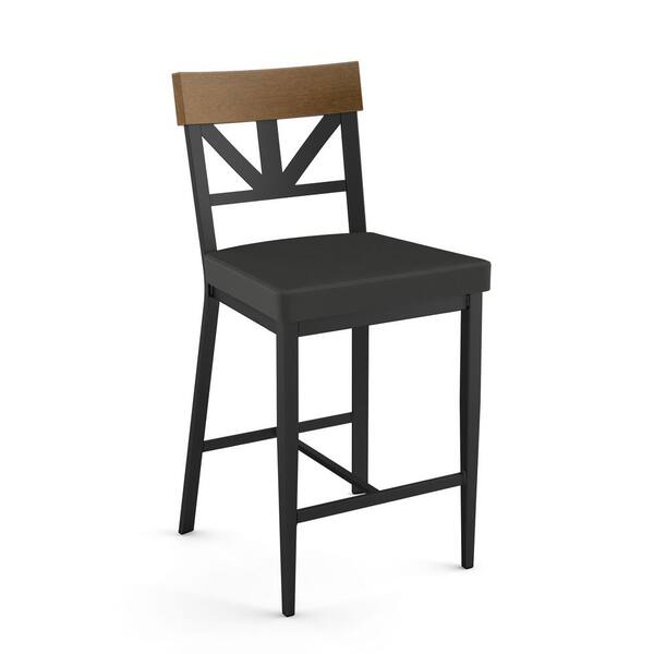 Amisco Clark 27 in. Black Faux Leather / Black Metal High Back Counter ...