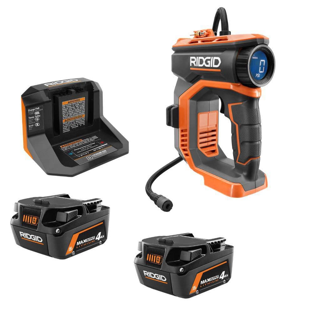 RIDGID 18V MAX Output Starter Kit with (2) 4.0 Ah MAX Output Batteries ...