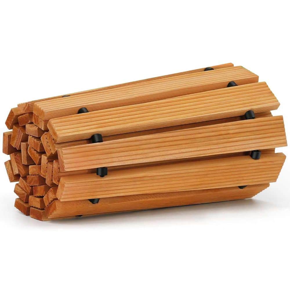 Oyezvary 6 ft. Wooden Cedar Garden Pathway Outdoor Roll Out Walkway Weather-Resistant Decorative ...