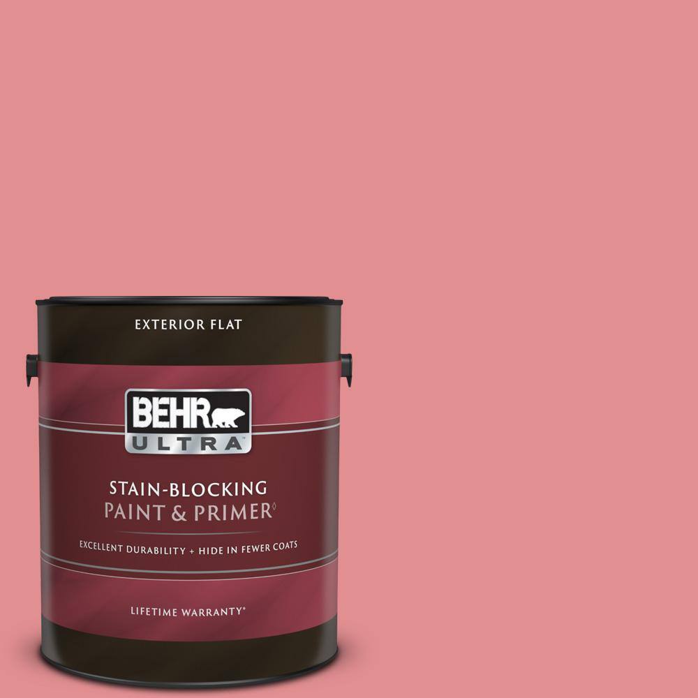 BEHR ULTRA 1 gal. #140D-4 Fresh Pink Flat Exterior Paint & Primer ...