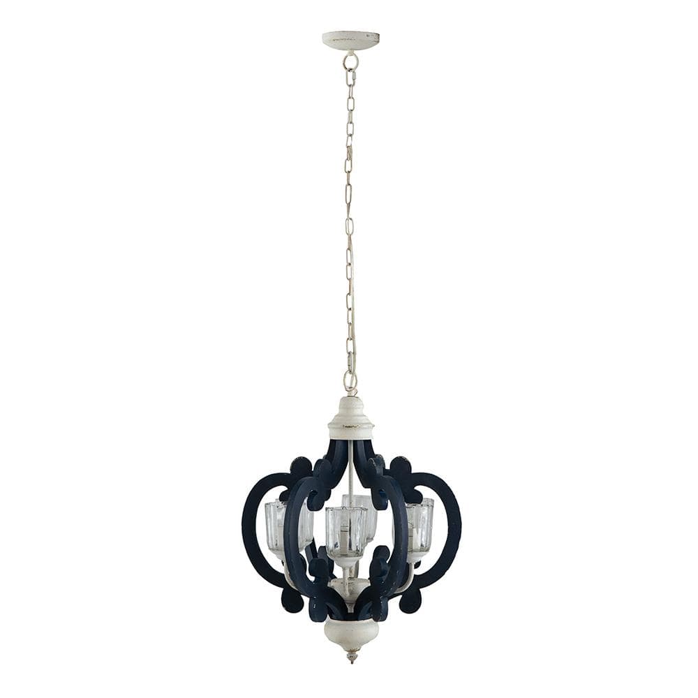 cenadinz 60-Watt 6-Light Blue and White Wood Chandelier Farmhouse ...