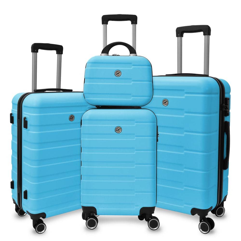 INNOBULE 4-Piece hard shell Blue Luggage Set with spinner wheels (12/20 ...