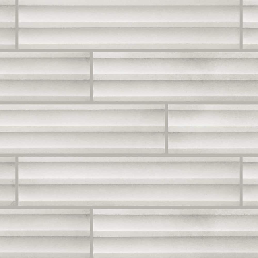 Daltile Indoterra White Desert 2 in. x 9 in. Matte Porcelain Fluted ...