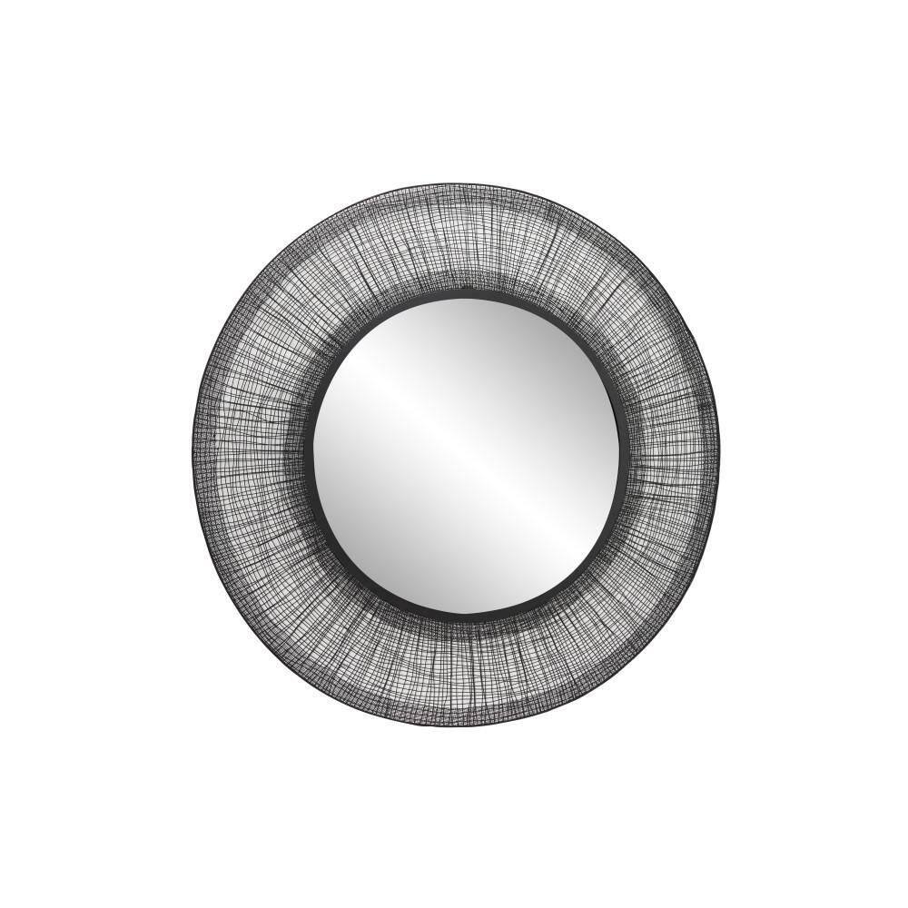 Litton Lane 40 in. x 40 in. Starburst Round Framed Black Wall Mirror ...