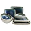 GIBSON ELITE Namastay 12-Piece Blue Square Dinnerware Set 985104984M ...