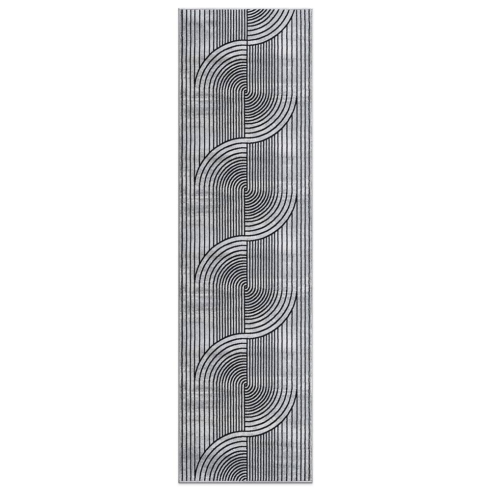 World Rug Gallery Contemporary Arch Gray 2 ft. x 7 ft. Knot Design ...