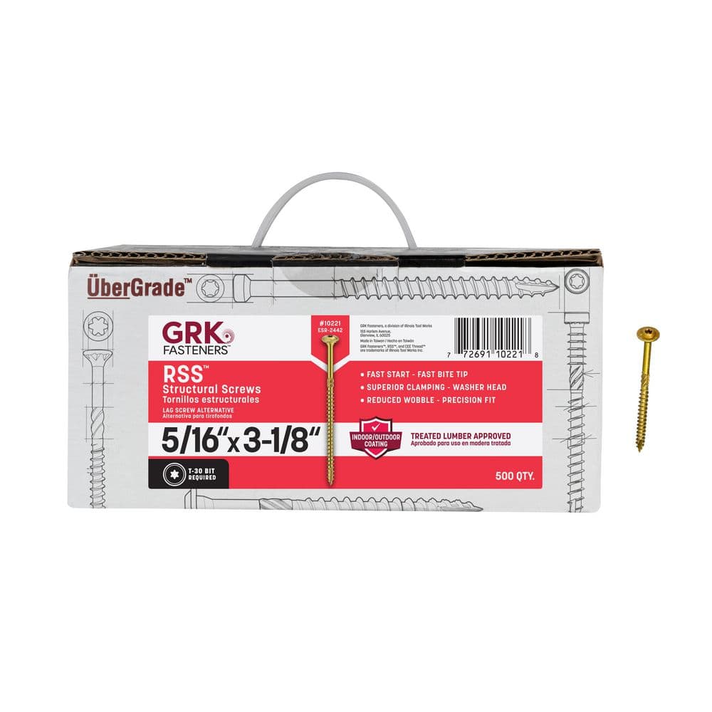 GRK Fasteners 5/16 in. x 3-1/8 in. Brass RSS Rugged Structural Wood ...