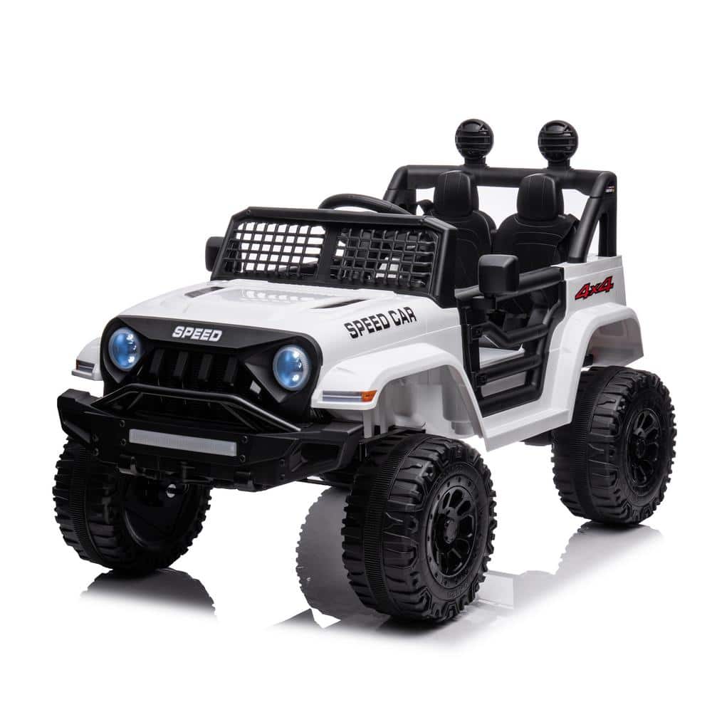 Sudzendf 12 in. White Kids Truck Car 2.4G with Parents Remote Control ...