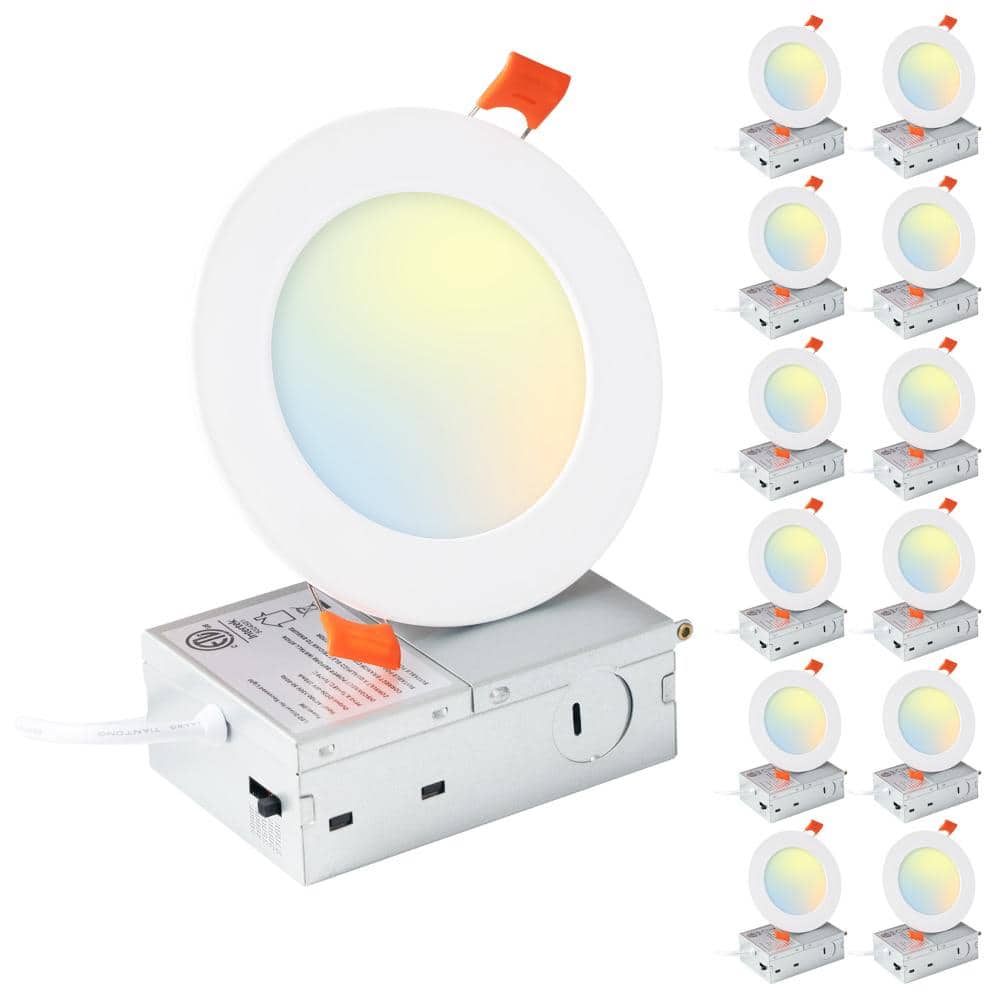 iTni 4 in. White Flush Round Wet Rated LED Integrated Recessed Lighting ...