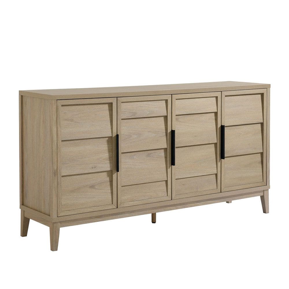 MODWAY Sinya Light Oak Wood 59.1 in. Sideboard with Adjustable Shelves ...