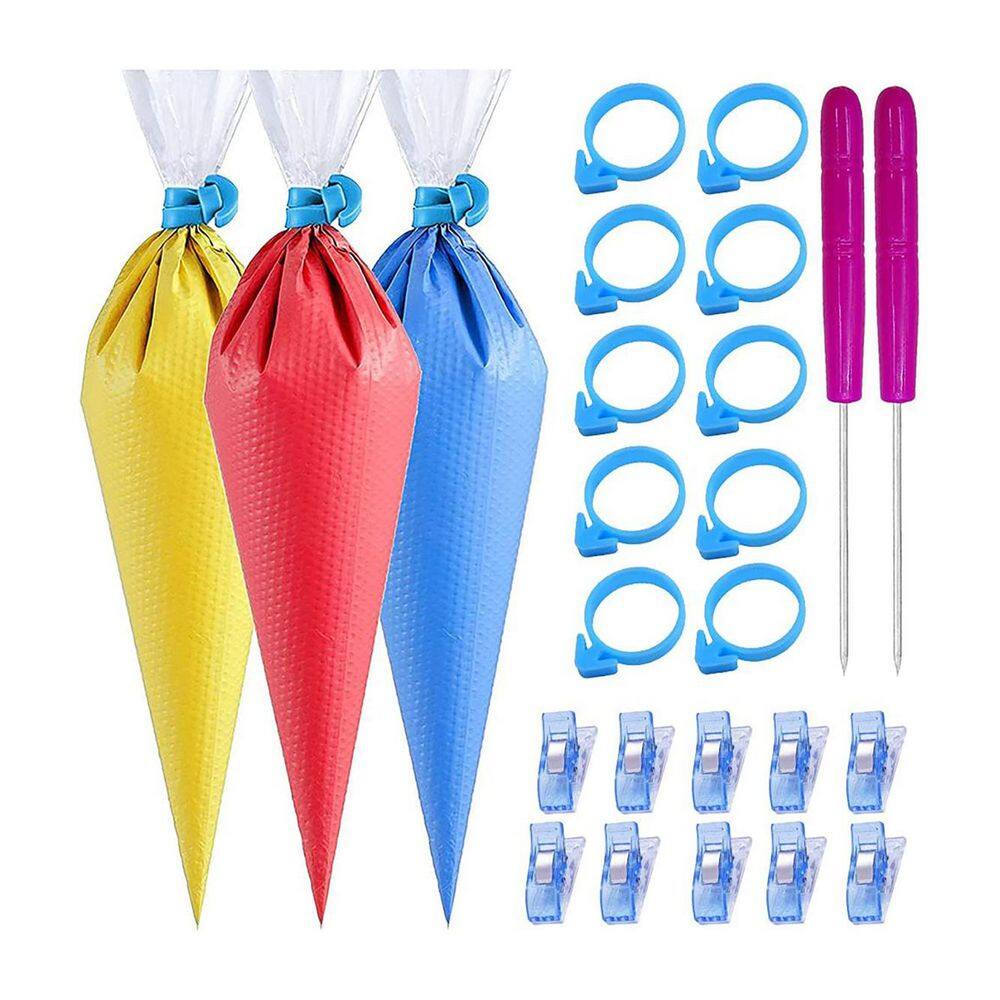 122-Piece Tipless Piping Bags Set - 100 Disposable Pastry Bags, 10 Ties ...