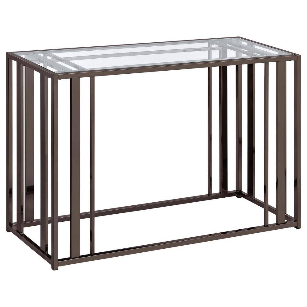 Coaster Adri 47.25 in. Clear and Black Nickel Rectangle Glass Top ...