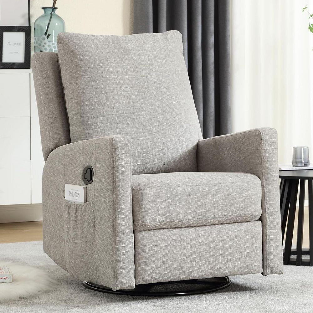Bestier Grey Glider Manual Swivel Rocker Recliner Nursery Chair with ...